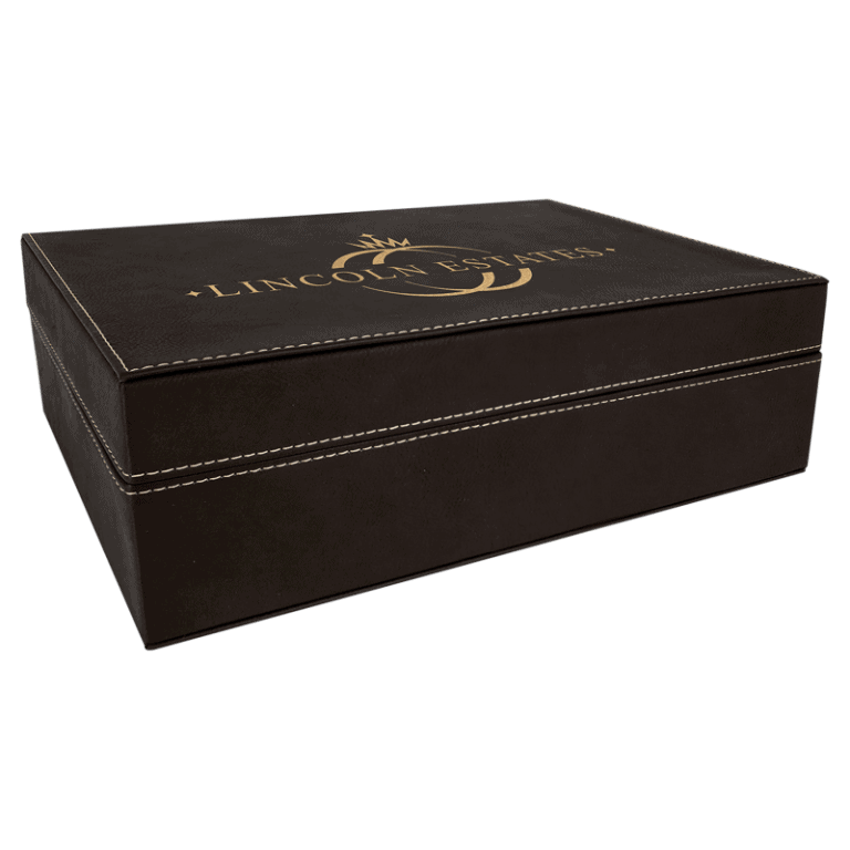 Black and Gold Large Laserable Leatherette Premium Gift Box